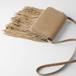 Zara | Bags | Zara Leather Crossbody Fringe Bag Tantaupe | Poshmark